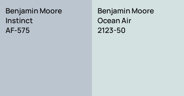 Benjamin Moore Instinct vs. Benjamin Moore Ocean Air comparison
