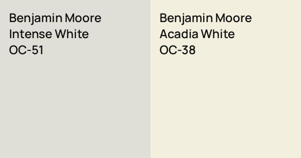 Benjamin Moore Intense White vs. Benjamin Moore Acadia White comparison