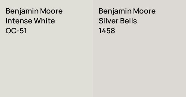 Benjamin Moore Intense White vs. Benjamin Moore Silver Bells comparison