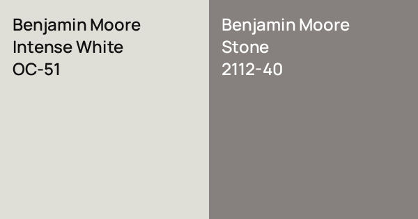 Benjamin Moore Intense White vs. Benjamin Moore Stone comparison
