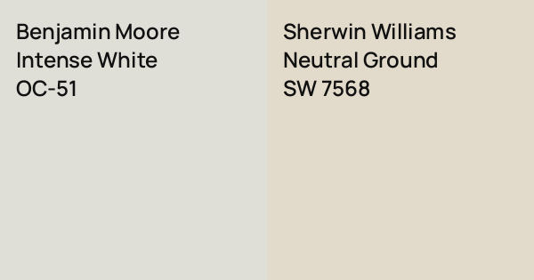 Benjamin Moore Intense White vs. Sherwin Williams Neutral Ground comparison