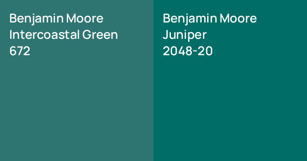 Benjamin Moore Intercoastal Green vs. Benjamin Moore Juniper comparison