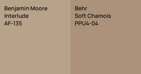 Benjamin Moore Interlude vs. Behr Soft Chamois comparison