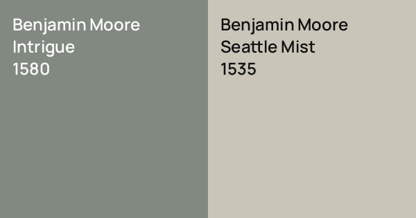 Benjamin Moore Intrigue vs. Benjamin Moore Seattle Mist comparison