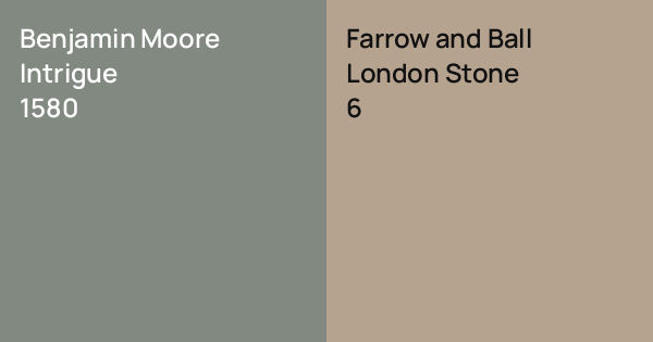 Benjamin Moore Intrigue vs. Farrow and Ball London Stone comparison