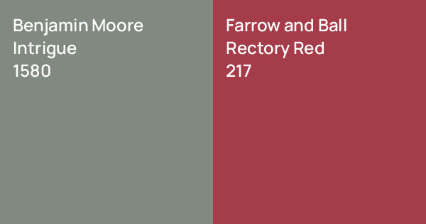 Benjamin Moore Intrigue vs. Farrow and Ball Rectory Red comparison