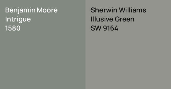 Benjamin Moore Intrigue vs. Sherwin Williams Illusive Green comparison