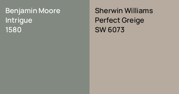 Benjamin Moore Intrigue vs. Sherwin Williams Perfect Greige comparison