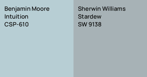 Benjamin Moore Intuition vs. Sherwin Williams Stardew comparison