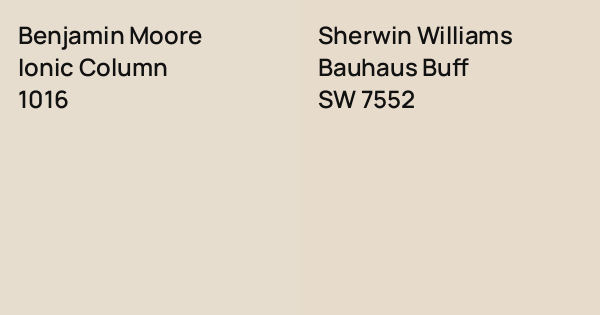 Benjamin Moore Ionic Column vs. Sherwin Williams Bauhaus Buff comparison