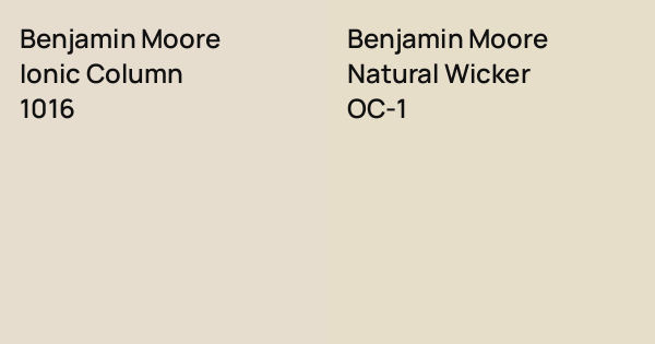 Benjamin Moore Ionic Column vs. Benjamin Moore Natural Wicker comparison