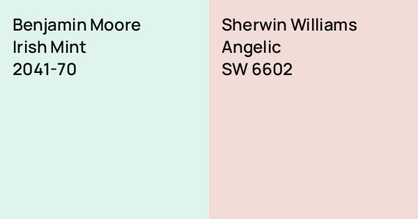 Benjamin Moore Irish Mint vs. Sherwin Williams Angelic comparison