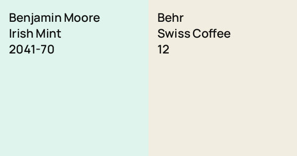 Benjamin Moore Irish Mint vs. Behr Swiss Coffee comparison