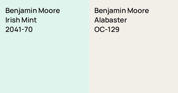 Benjamin Moore Irish Mint vs. Benjamin Moore Alabaster comparison
