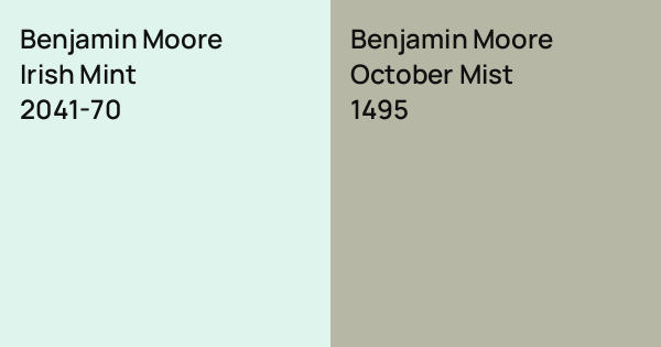 Benjamin Moore Irish Mint vs. Benjamin Moore October Mist comparison