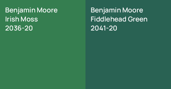 Benjamin Moore Irish Moss vs. Benjamin Moore Fiddlehead Green comparison