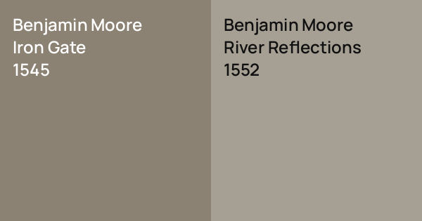 Benjamin Moore Iron Gate vs. Benjamin Moore River Reflections comparison