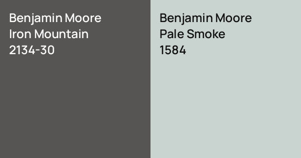 Benjamin Moore Iron Mountain vs. Benjamin Moore Pale Smoke comparison