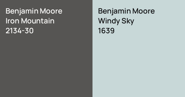 Benjamin Moore Iron Mountain vs. Benjamin Moore Windy Sky comparison