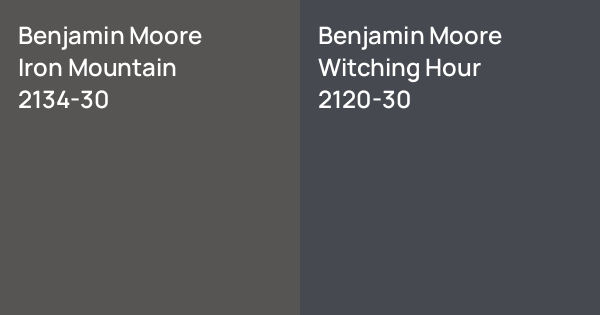 Benjamin Moore Iron Mountain vs. Benjamin Moore Witching Hour comparison