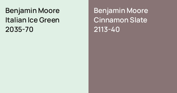 Benjamin Moore Italian Ice Green vs. Benjamin Moore Cinnamon Slate ...