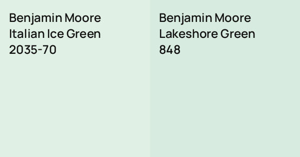Benjamin Moore Italian Ice Green vs. Benjamin Moore Lakeshore Green ...