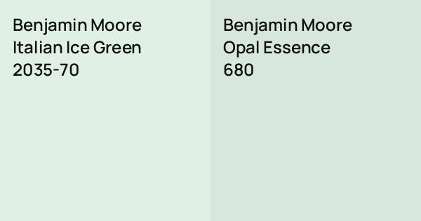 Benjamin Moore Italian Ice Green vs. Benjamin Moore Opal Essence comparison