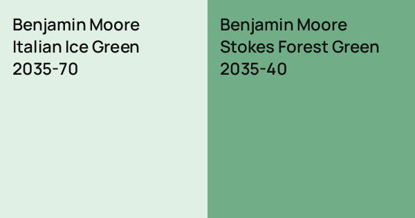 Benjamin Moore Italian Ice Green vs. Benjamin Moore Stokes Forest Green ...