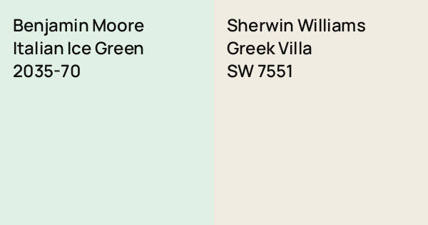 Benjamin Moore Italian Ice Green vs. Sherwin Williams Greek Villa ...