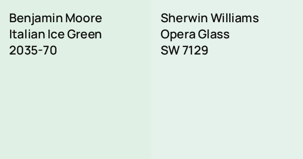 Benjamin Moore Italian Ice Green vs. Sherwin Williams Opera Glass ...