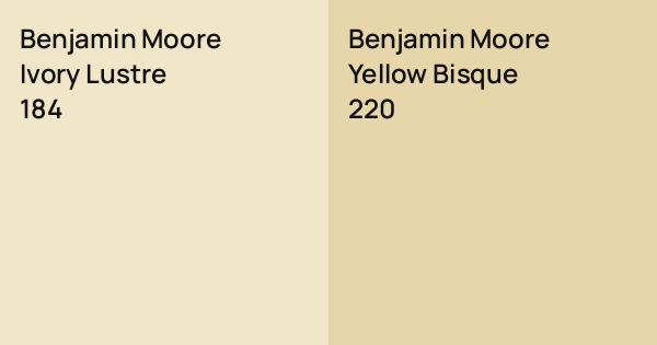 Benjamin Moore Ivory Lustre vs. Benjamin Moore Yellow Bisque comparison