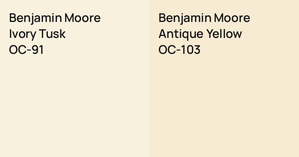 Benjamin Moore Ivory Tusk vs. Benjamin Moore Antique Yellow comparison