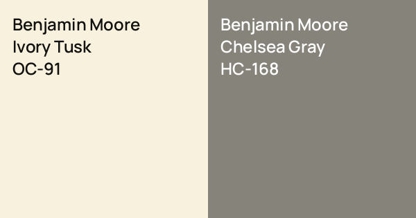 Benjamin Moore Ivory Tusk vs. Benjamin Moore Chelsea Gray comparison