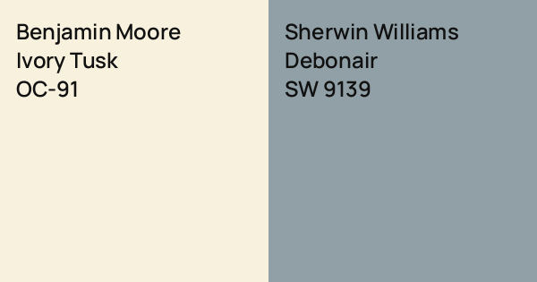 Benjamin Moore Ivory Tusk vs. Sherwin Williams Debonair comparison