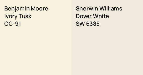 Benjamin Moore Ivory Tusk vs. Sherwin Williams Dover White comparison