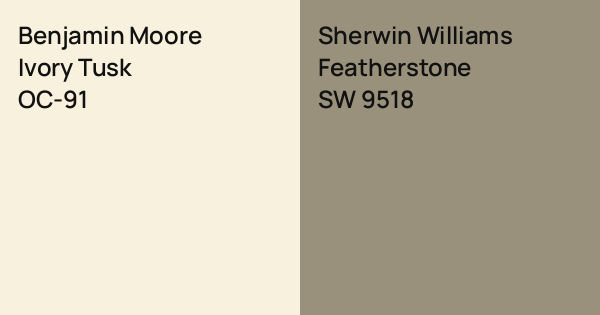Benjamin Moore Ivory Tusk vs. Sherwin Williams Featherstone comparison