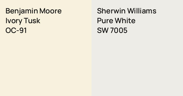 Benjamin Moore Ivory Tusk vs. Sherwin Williams Pure White comparison