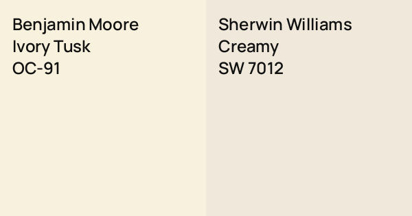 Benjamin Moore Ivory Tusk vs. Sherwin Williams Creamy comparison