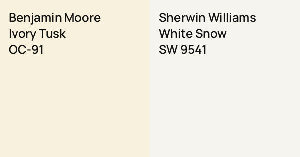 Benjamin Moore Ivory Tusk vs. Sherwin Williams White Snow comparison