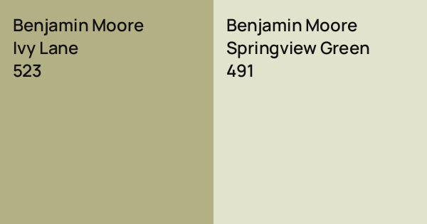 Benjamin Moore Ivy Lane vs. Benjamin Moore Springview Green comparison
