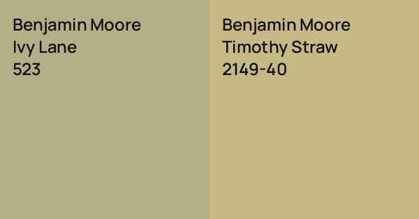 Benjamin Moore Ivy Lane vs. Benjamin Moore Timothy Straw comparison