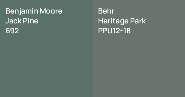 Benjamin Moore Jack Pine vs. Behr Heritage Park comparison