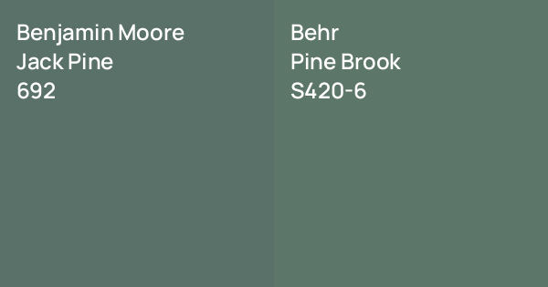 Benjamin Moore Jack Pine vs. Behr Pine Brook comparison