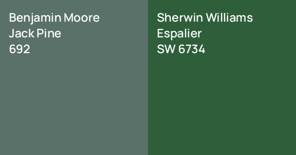 Benjamin Moore Jack Pine vs. Sherwin Williams Espalier comparison