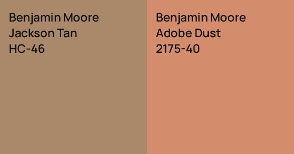 Benjamin Moore Jackson Tan vs. Benjamin Moore Adobe Dust comparison