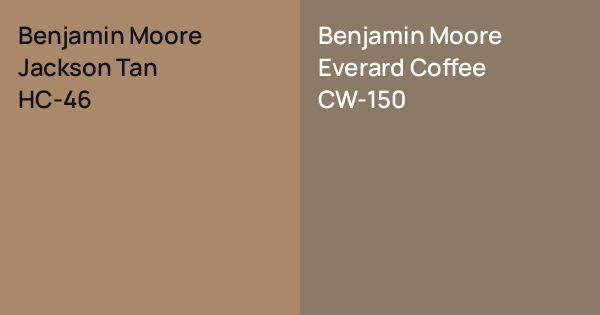 Benjamin Moore Jackson Tan vs. Benjamin Moore Everard Coffee comparison