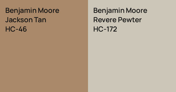 Benjamin Moore Jackson Tan vs. Benjamin Moore Revere Pewter comparison