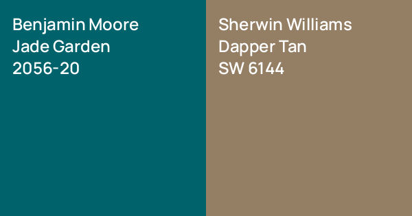 Benjamin Moore Jade Garden vs. Sherwin Williams Dapper Tan comparison