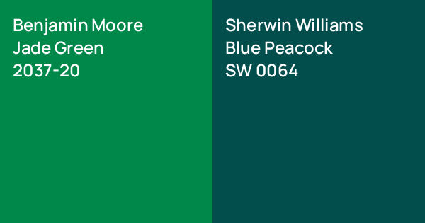 Benjamin Moore Jade Green vs. Sherwin Williams Blue Peacock comparison