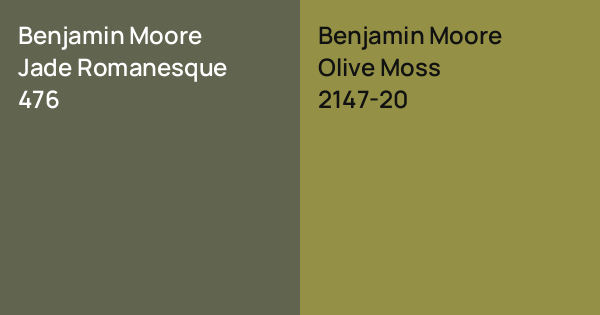 Benjamin Moore Jade Romanesque vs. Benjamin Moore Olive Moss comparison